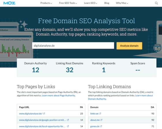 10 kostenlose Tools um die Domain Authority zu prüfen